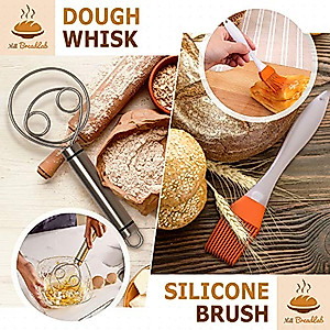 Bread Proofing Basket With Baking Tools - Sourdough Starter Kit With Bread Basket - Bread Proofing Baskets For Sourdough - Bread Making Set With Dough Whisk - Dough Scraper Baking Gifts For Bakers