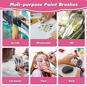 Small Paint Brushes Bulk, 110 Pcs Flat Tip Round Acrylic Paint Brushes for Kids Classroom Acrylic Watercolor Canvas Face Painting Touch Up
