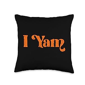 Funny Thanksgiving Gathering Outfits by SMP She's My Sweet Potato I Yam Set Couple Matching Thanksgiving Throw Pillow, 16x16, Multicolor