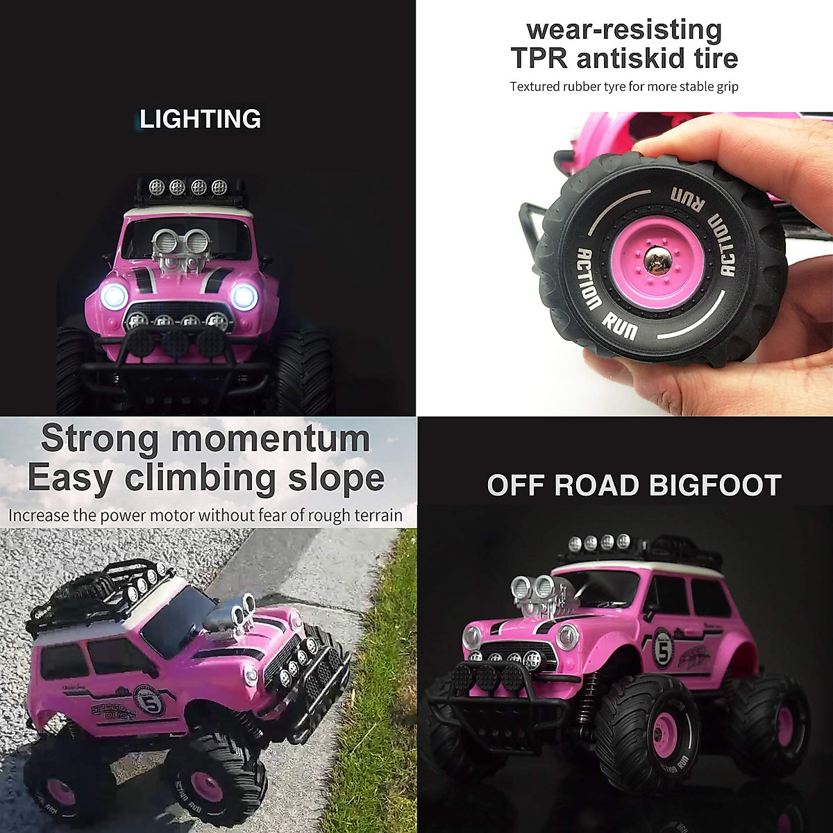 10Leccion Remote Control Car for Girls, 2.4Ghz Pink RC Cars for Daughter with Two Rechargeable Batteries, Radio Controlled Vehicle for Toddlers Kids, Birthday R/C Toys for Granddaughter