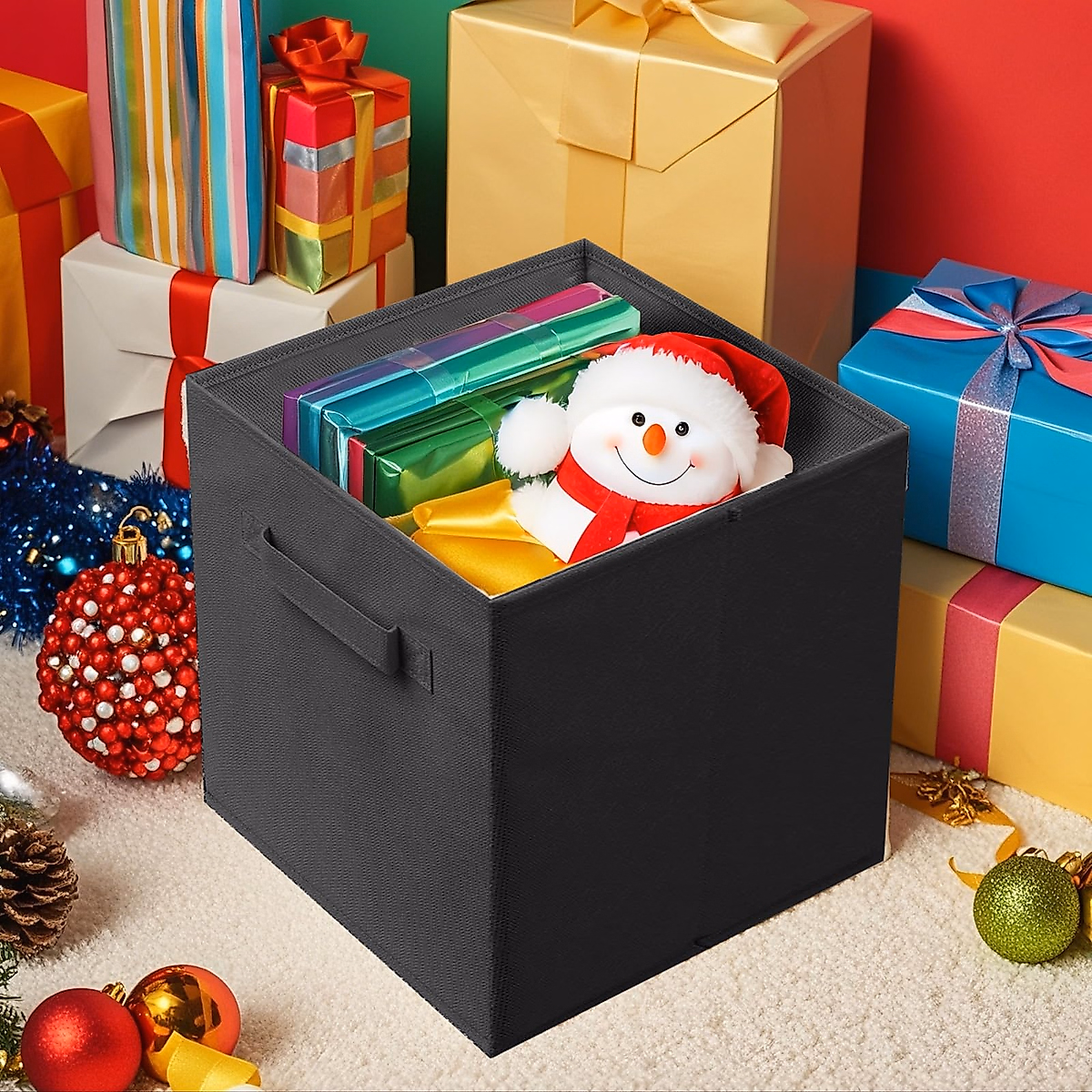 ShellKingdom Foldable Fabric Storage Cubes And Cloth Organizer Drawer For Closet And Toys, 6 Pack (Black)