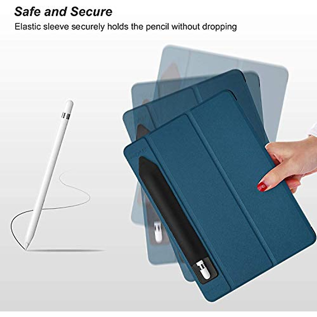 ProCase Pencil Holder Sticker for Apple Pencil 1st and 2nd Gen, Elastic Stylus Pocket Pouch Adhesive Stylus Pen Sleeve Attached to Case for Apple Pencil and Other Stylus Pens-Black