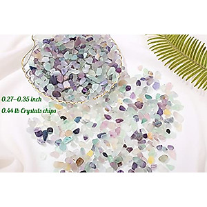 1lb Fluorite Aquarium Gravel Rocks Natural Tumbled Healing Crystal Chips Bulk Gemstones Crushed Stones for Fountain Vase Filler Planters Decorative Fish Tank Potted Reiki Energy Balancing
