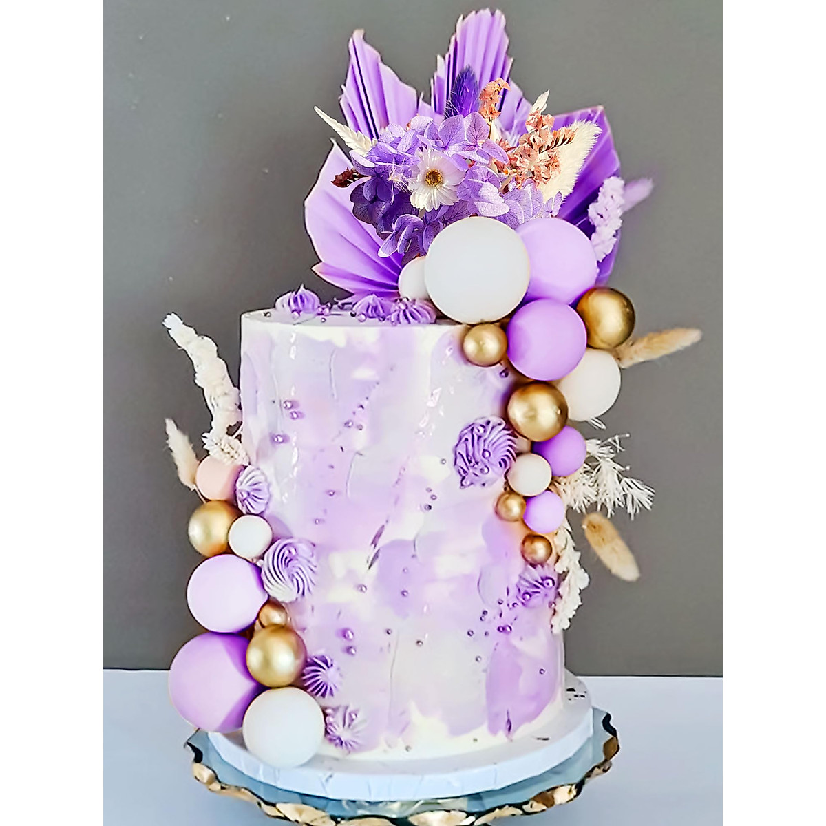 JeVenis Purple Cake Topper Boho Cake Decorations Cake Flowers Decorations Floral Cake Topper for Baby Shower Wedding Bridal Birthday Party Supplies