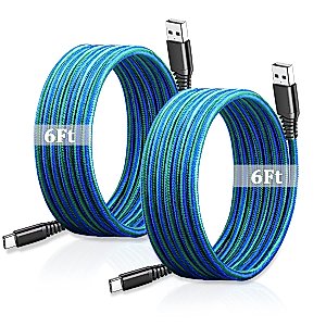 USB Type C Charger Cable, [2Pack/6ft] Long Braided Power Supply Fast Charging Cord for Gaming Controller, PS5 Playstation 5 DualSense, Xbox Series S/X, Elite Series 2/3