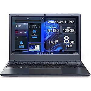 HTOOLS Windows Laptop Computer,Intel Celeron N4120 Quad-Core,Windows 11 Laptop 8GB Ram,128GB SSD(2TB SSD Expansion),14Inch Laptop,FHD IPS Display&2MP Webcam,Dual Band WiFi,Type C,Computer Laptop