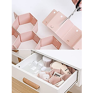 Brave Tour Honeycomb Drawer Organizer Separator Adjustable Hexagon Drawer Organizer-Divider for Underwear Belt-Scarf Socks Organize（pink）