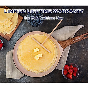 WaxonWare 11 inch Nonstick Crepe Pan Set with Crepe Spreader: Marbellous Series Flat Stove Top Nonstick Pan for Crepes, Tortilla, and Dosa - 100% PFOA Free Non Stick German Coating - Pancake Pan