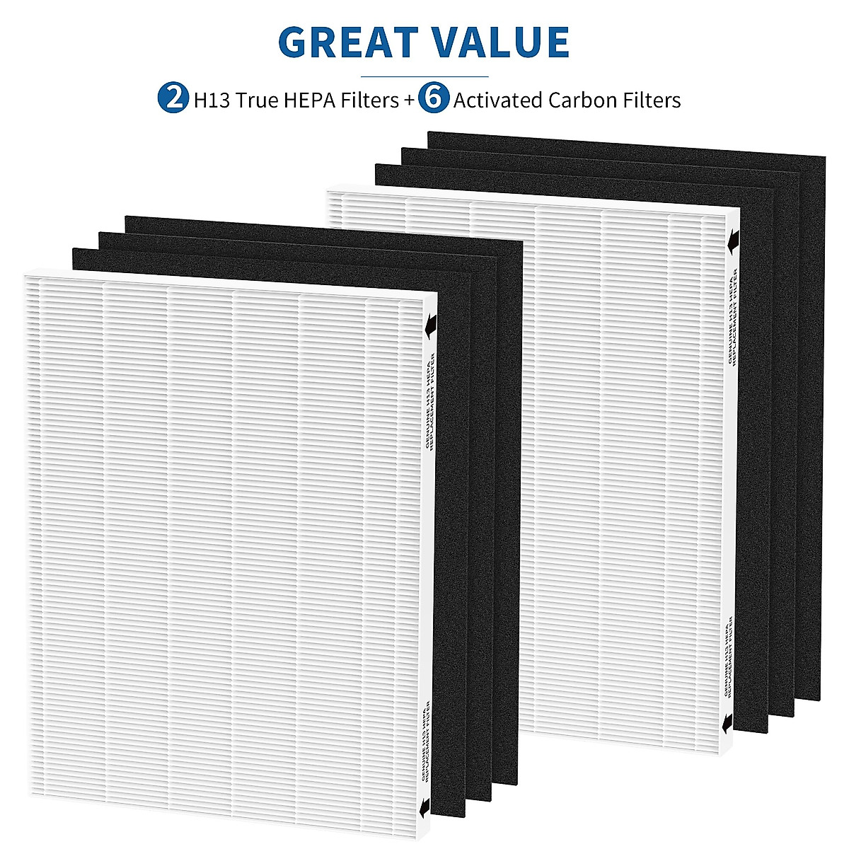 XBWW True HEPA Replacement Filter Compatible with Fellowes AeraMax 290, AeraMax 300, AeraMax DX95 and AP-300PH Air Cleaner Purifiers, Part# HF-300/9287201, Including 2 HEPA Filters and 6 Pre-Filters