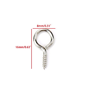 Mcredy Eye Hooks Screw in Screw Eye Hooks 0.67inch Length Nickel Plated Steel Screw Eye Rings Silver Lag Screw Eye Pack of 300