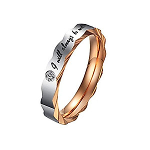 Joyplancraft I Will Always be with You Promise Engagement Ring Set of His and Hers Couple Rings Wedding Gift (Women Size 6)