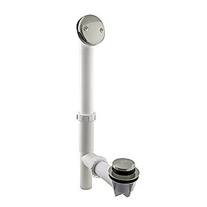 Westbrass 593244-20 White 1-1/2" Tubular Tip Toe Bath Waste Drain Kit, Stainless Steel