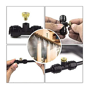 Bacdfesfed Misting Cooling System, Brass Mist Nozzles, Outdoor Patio Mist System, with 51ft Misting Tube for Patio Garden Greenhouse