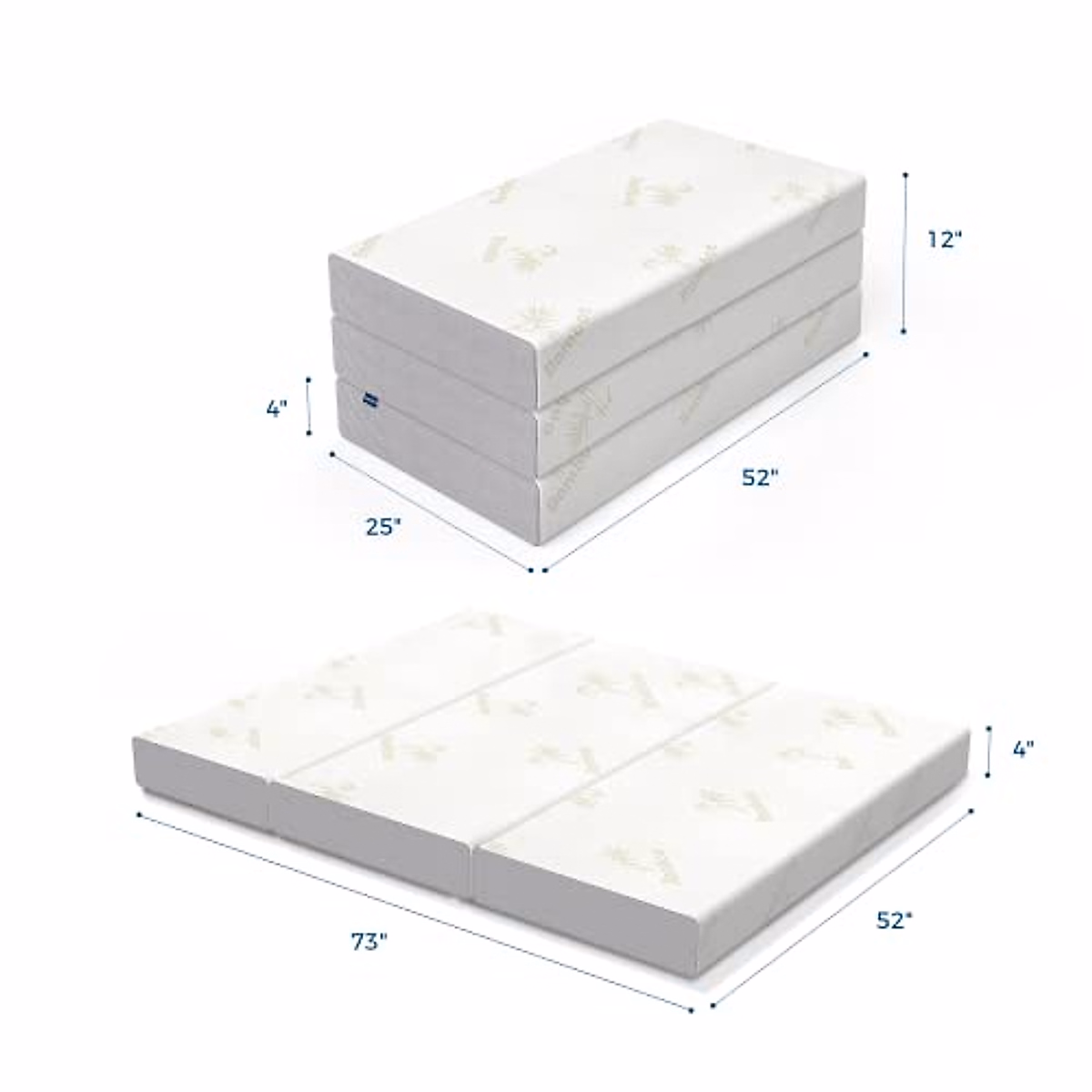 Inofia Full Folding Mattress, 4 Inch Trifold Memory Foam Mattress with Ultra Soft Bamboo Cover, Foldable & Portable - Full Size, Mattress Topper