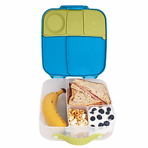 b.box Lunch Box for Kids | Bento Box | 4 Compartments (2 Leak proof), Large Size for Big Appetites | Gel Cold Pack Included | School Supplies | Kids 3+ years (Ocean Breeze, 2L capacity)