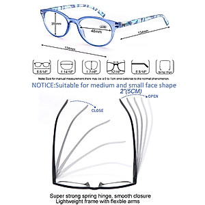 MODFANS Reading Glasses Women 4 Pack Fashion Ladies Readers 2.5 Strength,Women's for Reading Comfort Spring Hinge Arm Eyeglasses-Lightweightest Round Frame Look Stylish to Wear,Come with Pouch
