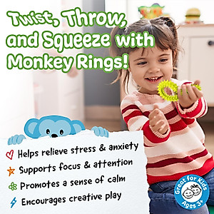 Impresa 3-Pack Spiky Sensory Rings from The Original Monkey Noodle, Fidget Bracelet for Kids with Unique Needs, Fosters Creativity, Focus and Fun-Great for Classrooms, Home & Playtime Age 3+