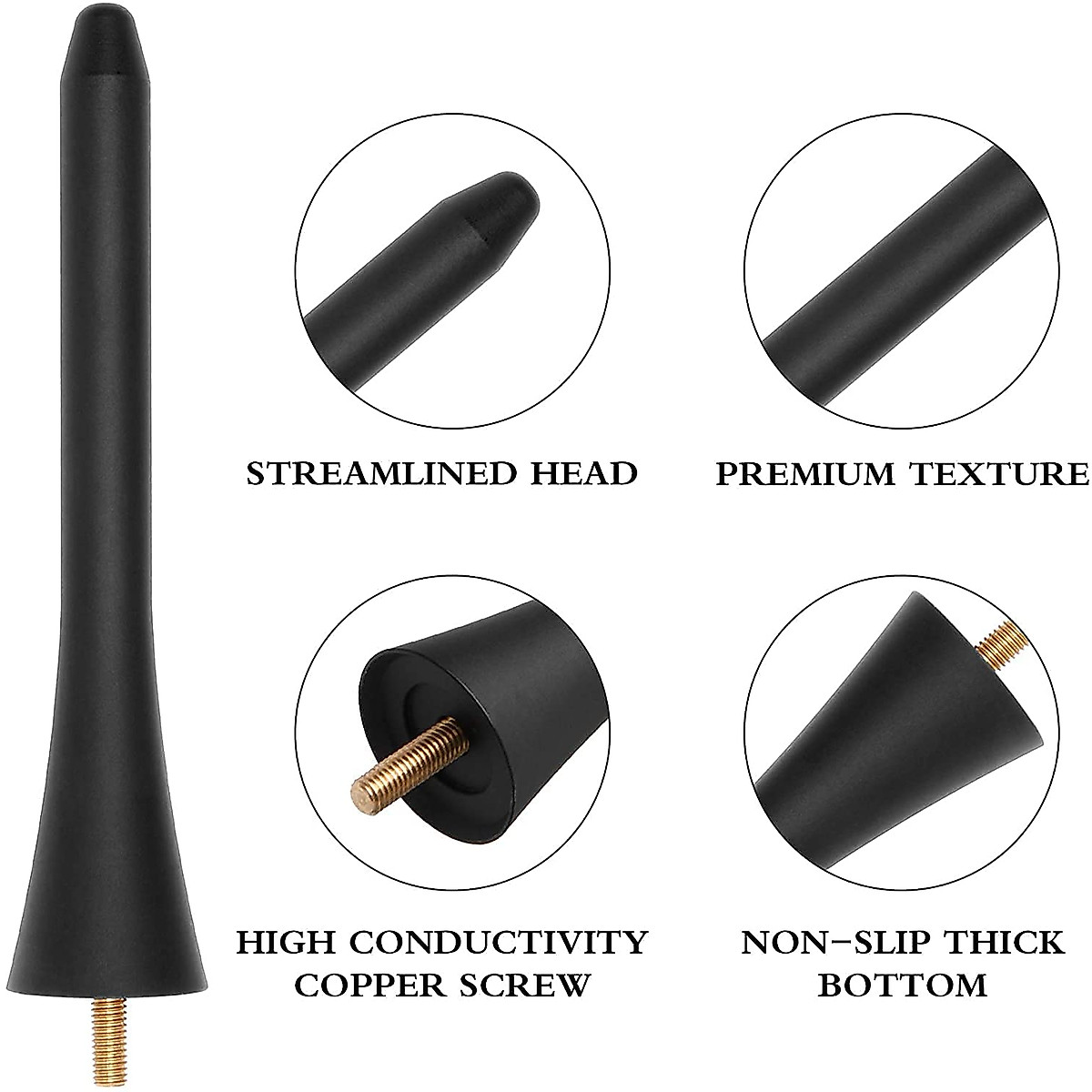 KSaAuto Short Antenna for Ford Mustang Convertible 2015-2024, Stubby Mustang Antenna, 5 Inch Black Aluminum Car Antenna Replacement, Ford Mustang Accessories Designed for Optimized Car Radio Reception