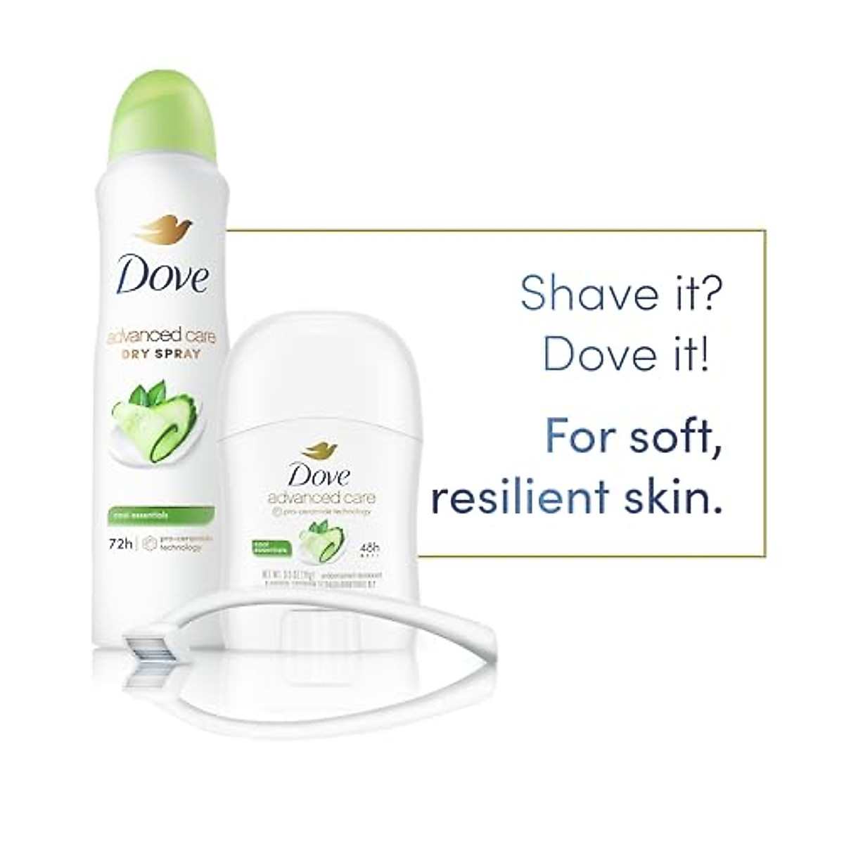 Dove Advanced Care Antiperspirant Deodorant Stick Cool Essentials 36 Ct for helping your skinbarrier repair after shaving 72h odor control and all-day sweatprotection with ProCeramide Technology 0.5oz