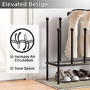 pickpiff Free Standing Shoe Racks - Black Metal Boot Rack, Shoe Organizer for Dorm Room, Closet, Entryway, Bedroom, Patio Outdoor, Hallway, Black Shoe Rack Organizer, Shoe Storage Fit for 6 Pairs