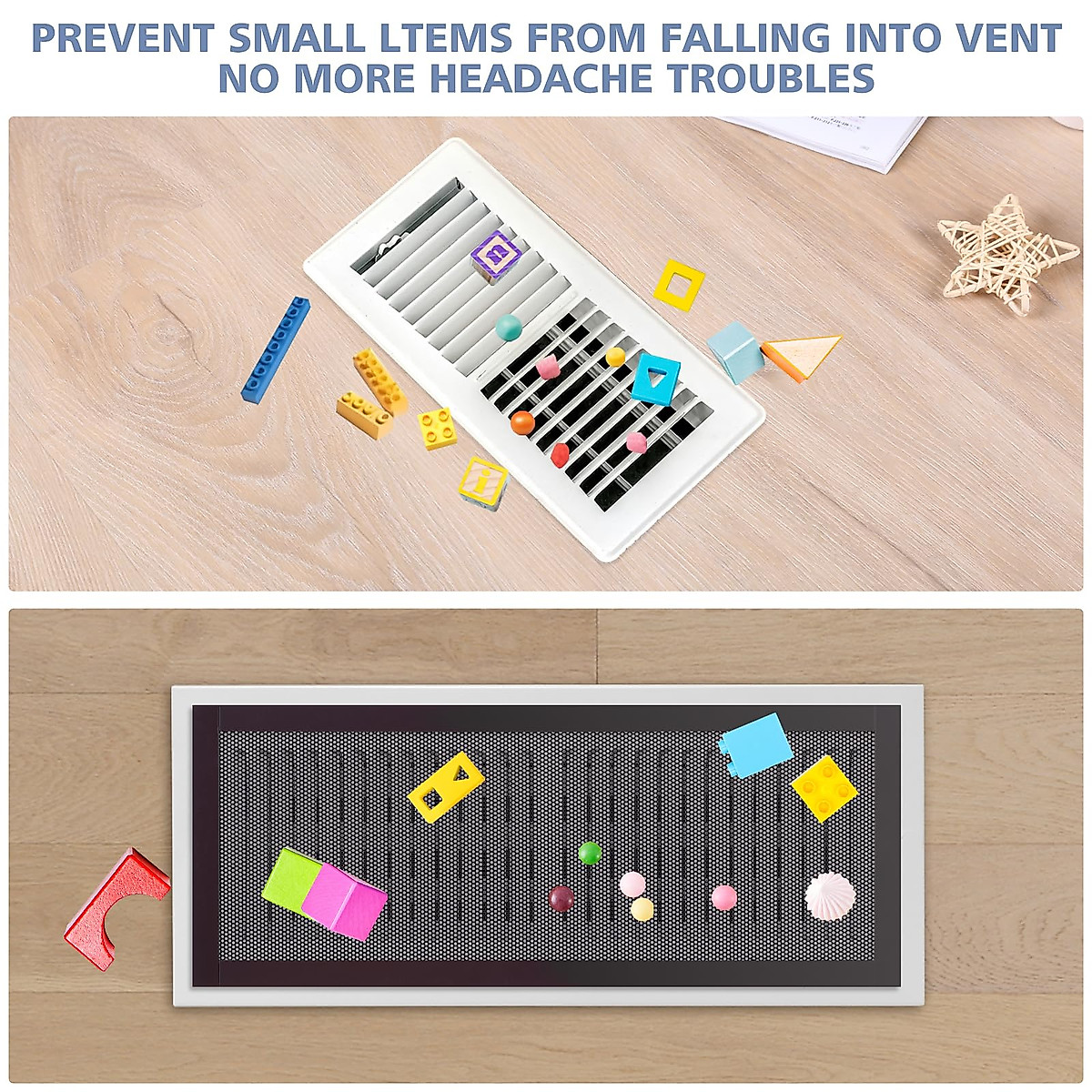 4 Pack Strong Magnetic Floor Vent Cover - PVC Mesh Register for Wall Ceiling Floor Catch Debris Hair Insect (Black, 4 x 10 Inch)