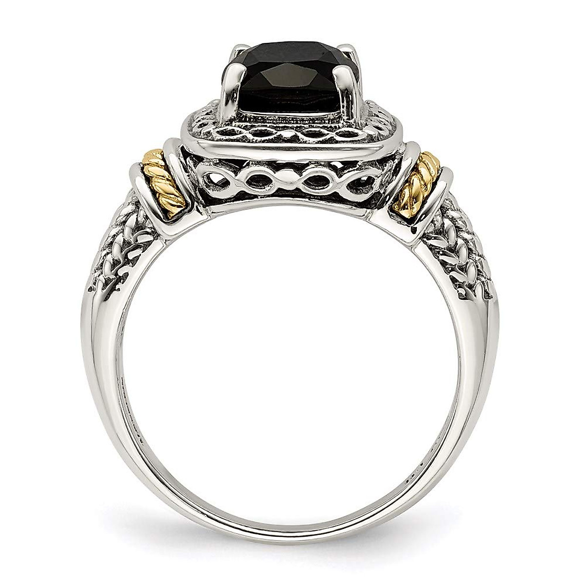 Shey Couture Sterling Silver with 14K Accent Antiqued Black Onyx Ring QQTC1130-7