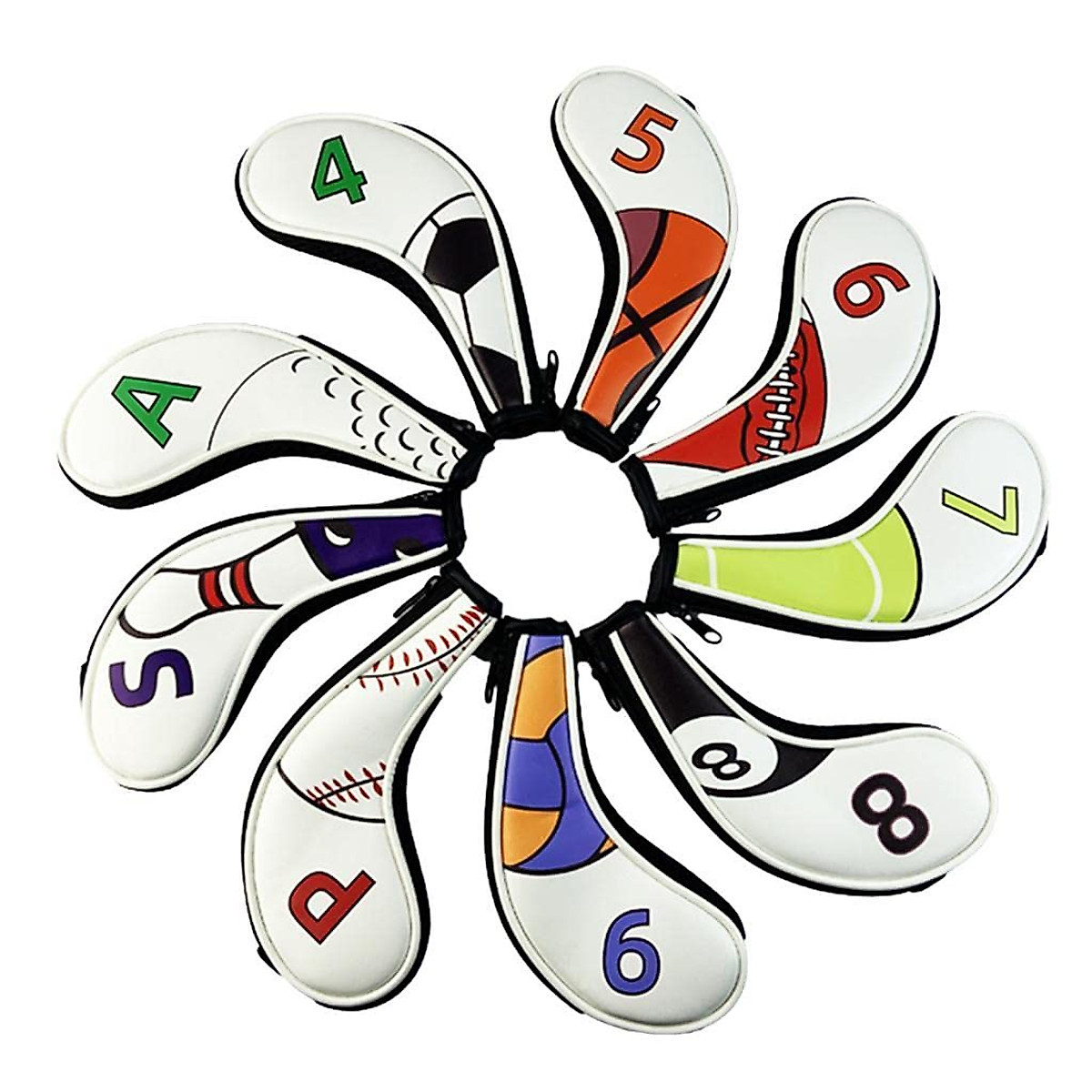 BESSTUUP 9pcs Golf Club Head Cover Irons Long Neck Headcover Protector with Numbers