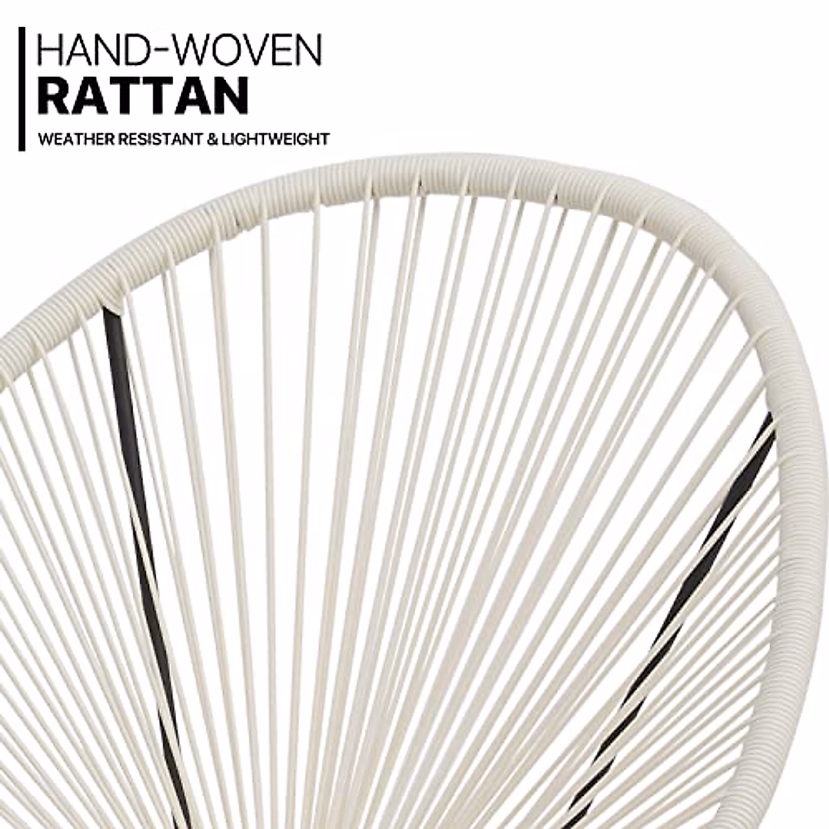 MoNiBloom 3 Piece Outdoor Acapulco Set All-Weather Patio Balcony Conversation Bistro Outside Set with Glass Top Table and 2 Chairs for Indoor Patio Lawn Garden, Weight Capacity 250 lbs, White