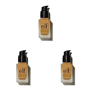 e.l.f. Flawless Finish Foundation, Lightweight & Medium Coverage, Semi-Matte Finish, Suede, 0.68 Fl Oz (20mL) (Pack of 3)
