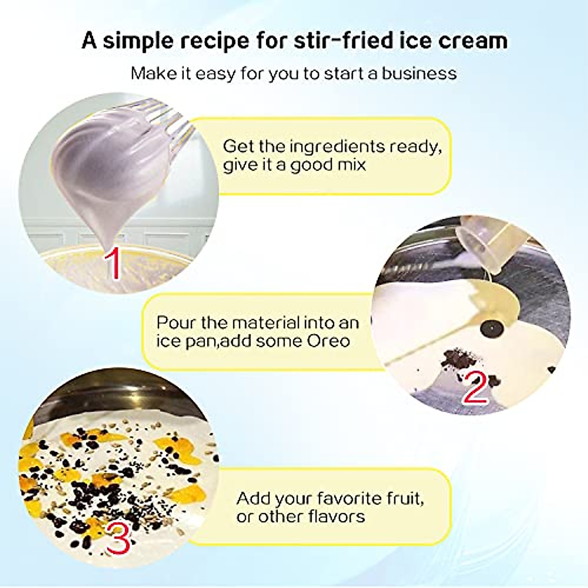 Kolice Commercial ETL NSF UL certificated 21"x21"(52x52cm ) single square ice pan fried ice cream machine, frozen yogurt roll ice cream machine, fry ice cream roll machine-auto defrost, smart AI temperature control