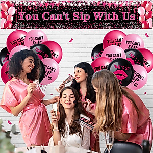 Bachelorette Party Decorations Black Pink Black You Can't Sip With Us Banner and 18 Pcs That's So Fetch Balloons for Girls Women Y2K Bridal Shower Early 2000s Birthday Party Supplies