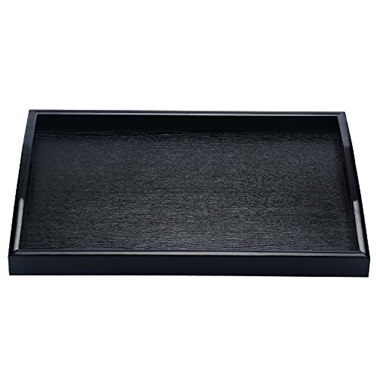 JPCRAFT Rectangle Wooden Serving Tray Breakfast Tray with Handles, Black, 15.75 by 11-Inch