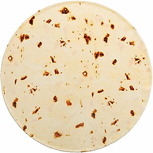 Kimdee Burrito Tortilla Blanket Double Sided 71 inches 280 GSM Cozy Flannel Fabric Novelty Giant Food Throw Blanket for Bed, Couch, Travel, Picnic and Beach for Kids