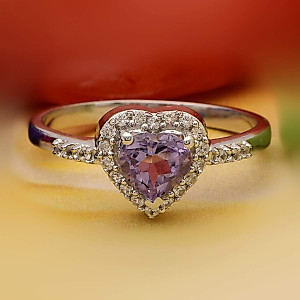 Shine Jewel Heart Cluster Ring! Natural Purple Amethyst 5 MM Heart Cluster Ring (6)