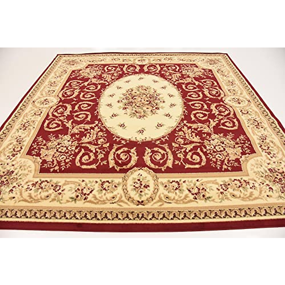 Unique Loom Versailles Collection Traditional Classic Medallion Motif Area Rug (4' 0 x 4' 0 Square, Burgundy/ Ivory)