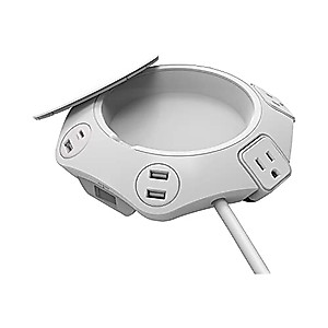 Accell Power Office Surge Protector - Perfect IoT Hub Holder for Echo Dot 3rd/4th Generation and Google Home Mini with 4 Protected outlets, 3 USB-A and 1 USB-C Charging Ports, White, 16ft Cord