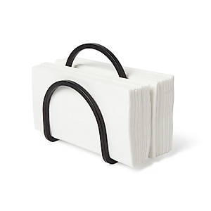 Umbra Squire Napkin Holder for Kitchen, Works with Square and Rectangular Napkins for Dinner, Luncheon or Cocktail, Black