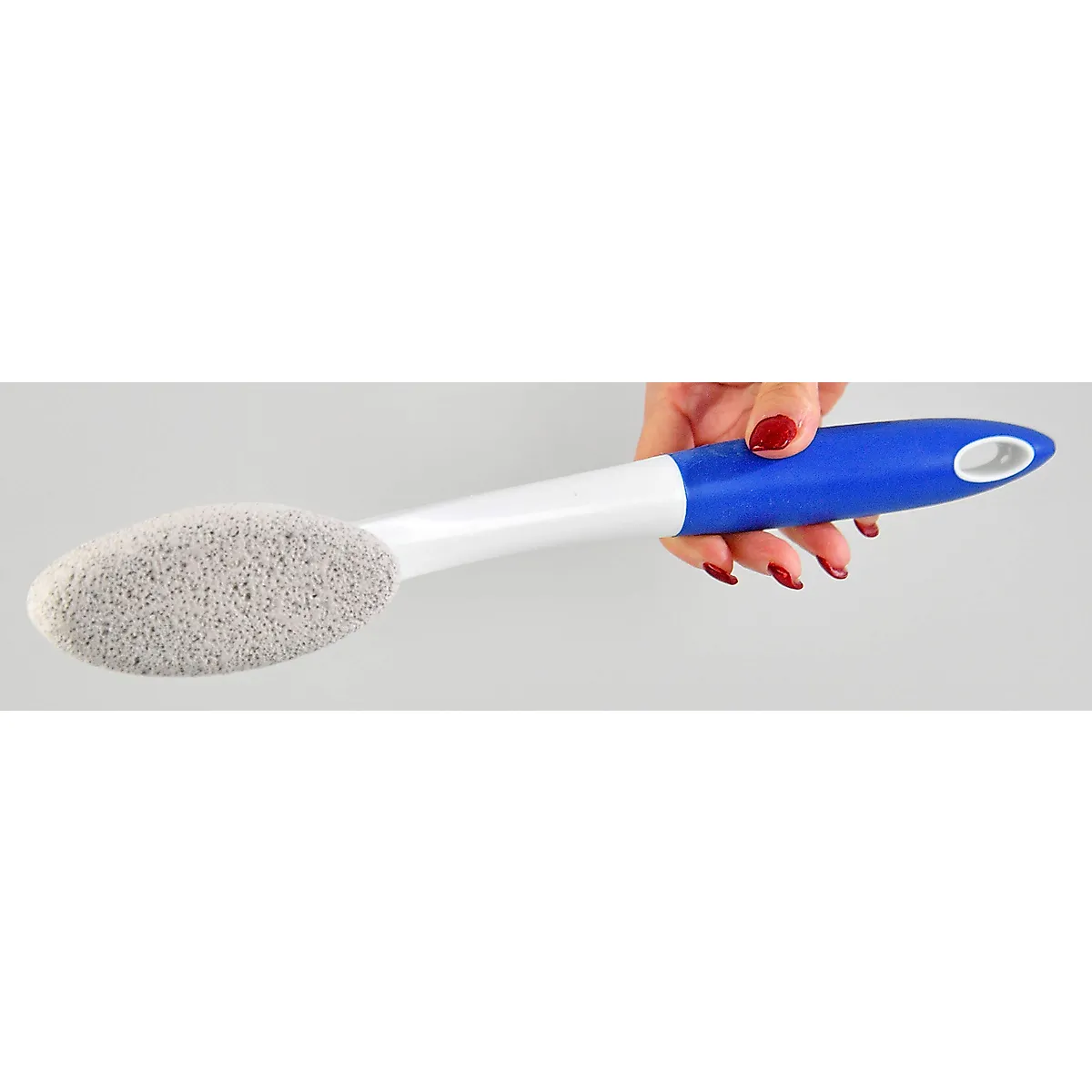 Home-X Pumice Toilet Cleaning Wand, Volcanic Pumice Toilet Bowl Cleaner with Handle, Easy-To-Use Scrubbing Wand for Toilet Bowl Stains, 13 ½ " L x 1 ½ " W x 1" H, White/Blue