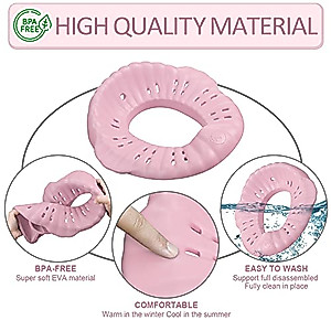 Potty Training Seat for Toddler Kids Boys & Girls, TYRY.HU Portable Toilet Seat with Ergonomic Backrest Fits Most Toilets, Upgraded Soft EVA Non-Slip Secure Easy to Clean Travel Toilet Seat,Pink