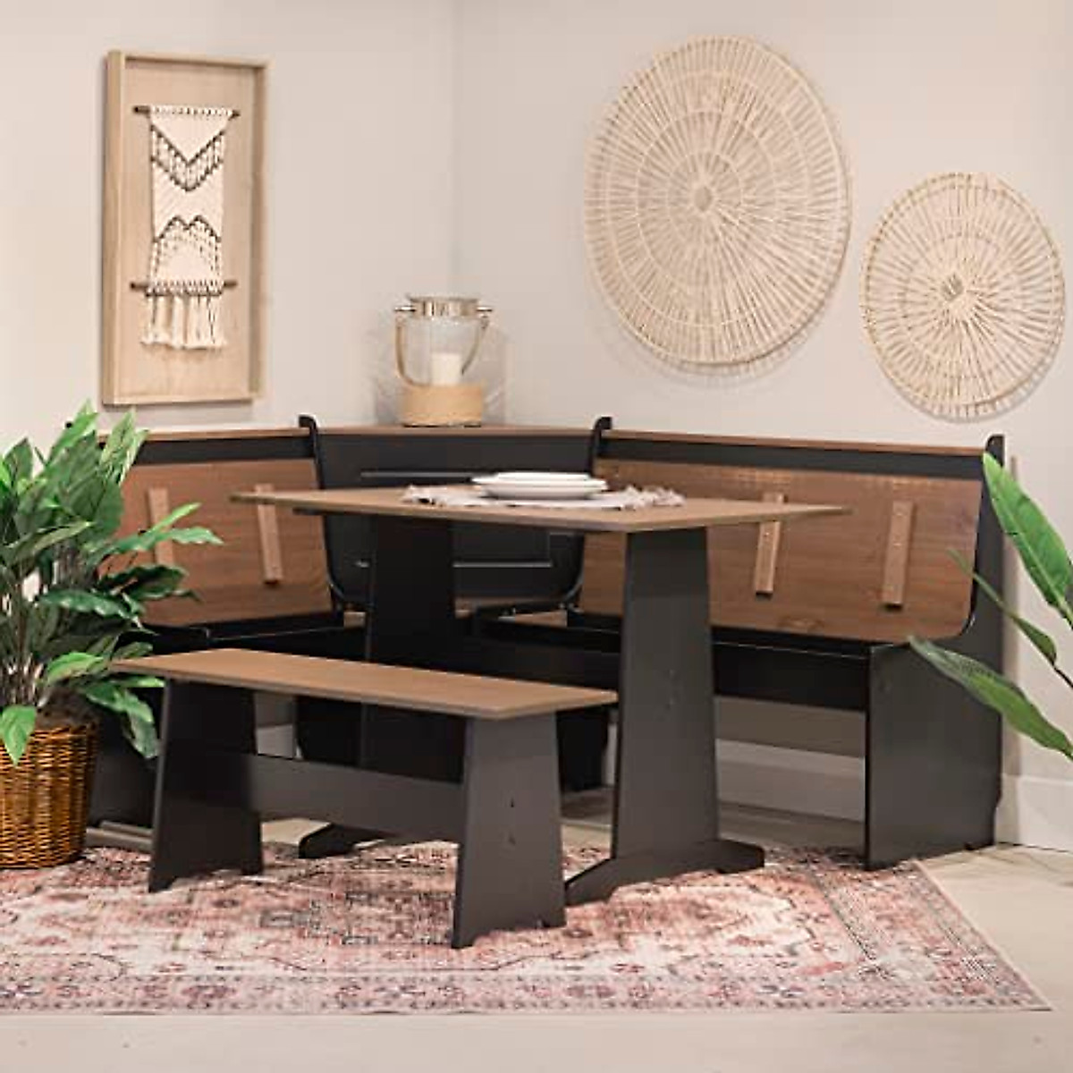 Linon Black and Pecan Breakfast Dining Set Ardmore Nook
