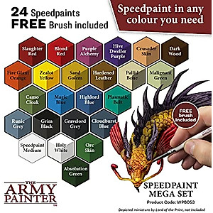 The Army Painter Speedpaint Mega Paint Set Brush Combo, 24 Bottles of Non Toxic 18ml Acrylic Paints including 2 Paint Brush for Mini Figures and Miniature Model Painting