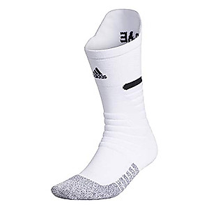 adidas Unisex Adizero Football Cushioned Crew Socks (1-Pair), White/Black, Large