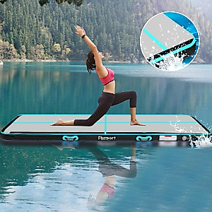 Inflatable Air Gymnastics Mat Gymnastics Track Training Mats Yoga Floor Cheerleading Landing Taekwondo Training Kungfu Exercise Mats with Electric Air Pump for Home Gymnasium Beach Park and Water Use