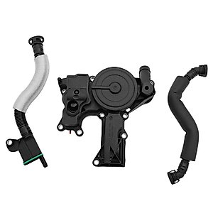 PCV Crankcase Vent Valve Breather Hose Kit - Compatible with 2.0L Turbo A3 8P, A5 B8, Q5, TT, Golf GTI MK5, MK6, Jetta, Passat B6, Tiguan and more - Replaces 06H103495AH, 06H103495AC, 06H103495E