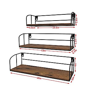 Giftgarden 6 Pack Floating Shelves for Wall Mounted, Bulk Rustic Hanging Storage Wall Shelf for Bathroom Kitchen Bedroom Living Room