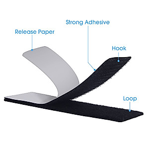 Industrial Strength Sticky Back Fastener | 2 x 6 Inch 6 Sets | Interlocking Tape Mounting Tape for Carpet, Couch Cushions, Pedal Board - Black