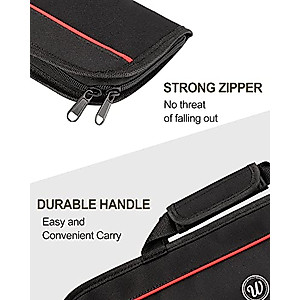 Wessleco Chef Knife Bag(5 Slots), Knife Case Nylon Kitchen Storage Knife Carrying Pouch Red