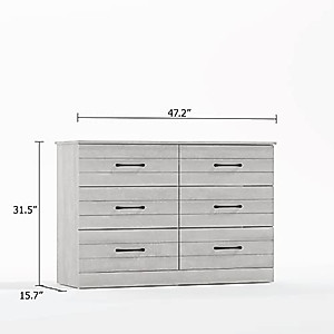 Galano Elis 6 Drawer Dresser - Dressers - Dressers & Chest of Drawers - Dresser for Bedroom - Dresser Organizer - Tall Dresser - Wood Dresser - Dusty Grey Oak