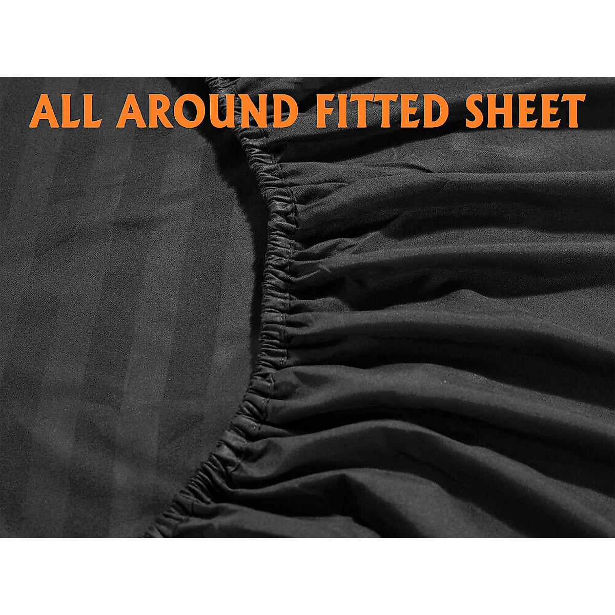 Elegant Comfort Best, Softest, Coziest 6-Piece Sheet Sets! - 1500 Premier Hotel Quality Luxurious Wrinkle Resistant 6-Piece Damask Stripe Bed Sheet Set, Full Black