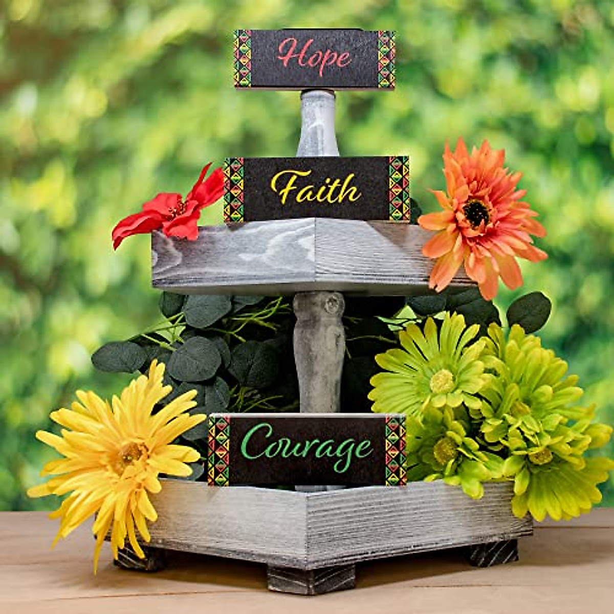 JennyGems Black History Month, African American Decor, Black History Decor, Hope Faith Courage, 3pc Mini Wood Block Set, African American Decor, Tiered Tray, Made in USA